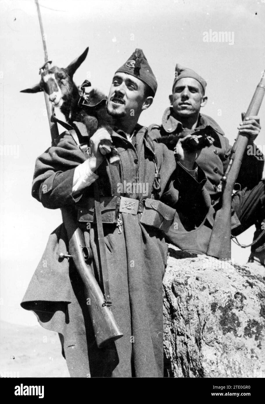 09/24/1936. Soldiers Showing a Goat Caught in an Advance To the ...
