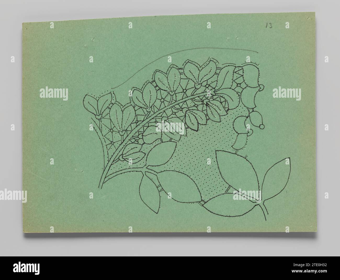 Kant pattern for a rug of bobbin with golden rain branches and flowers ...