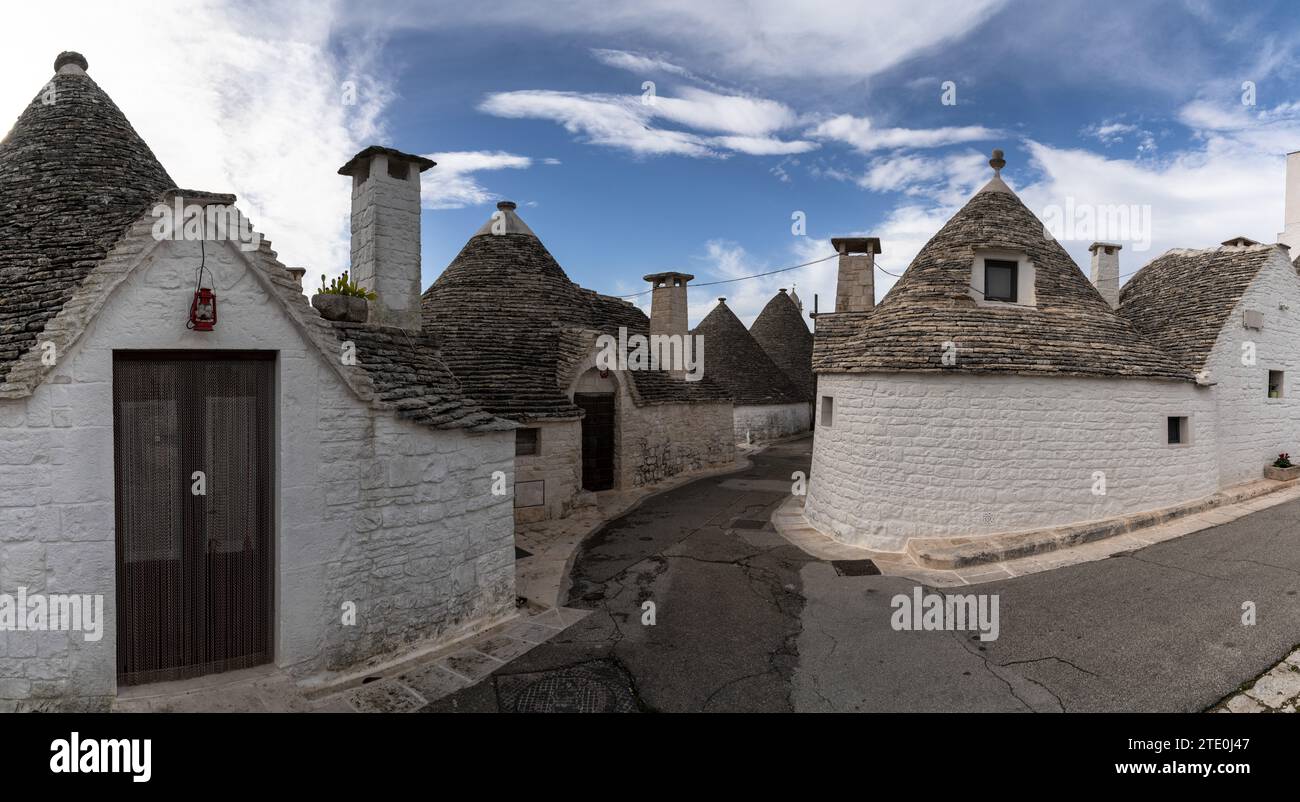 Alberobello, Italy - 2 December, 2023: panorama view of typical Trulli ...