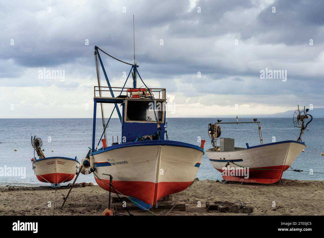 Briatico, Italy - 12 December, 2023: colorful fishing boats on the ...