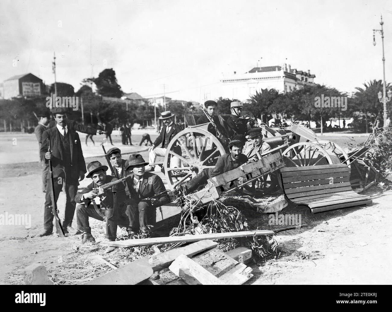 Lisbon, October 1910. The Lisbon Revolution. Barricade on Liberty ...