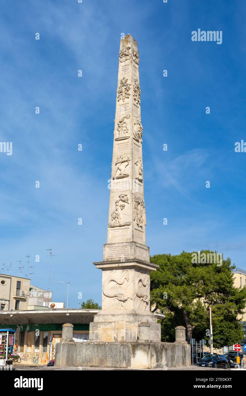 Lecce, Italy - 30 November, 2023: view of the Lecce Obelisk near the ...