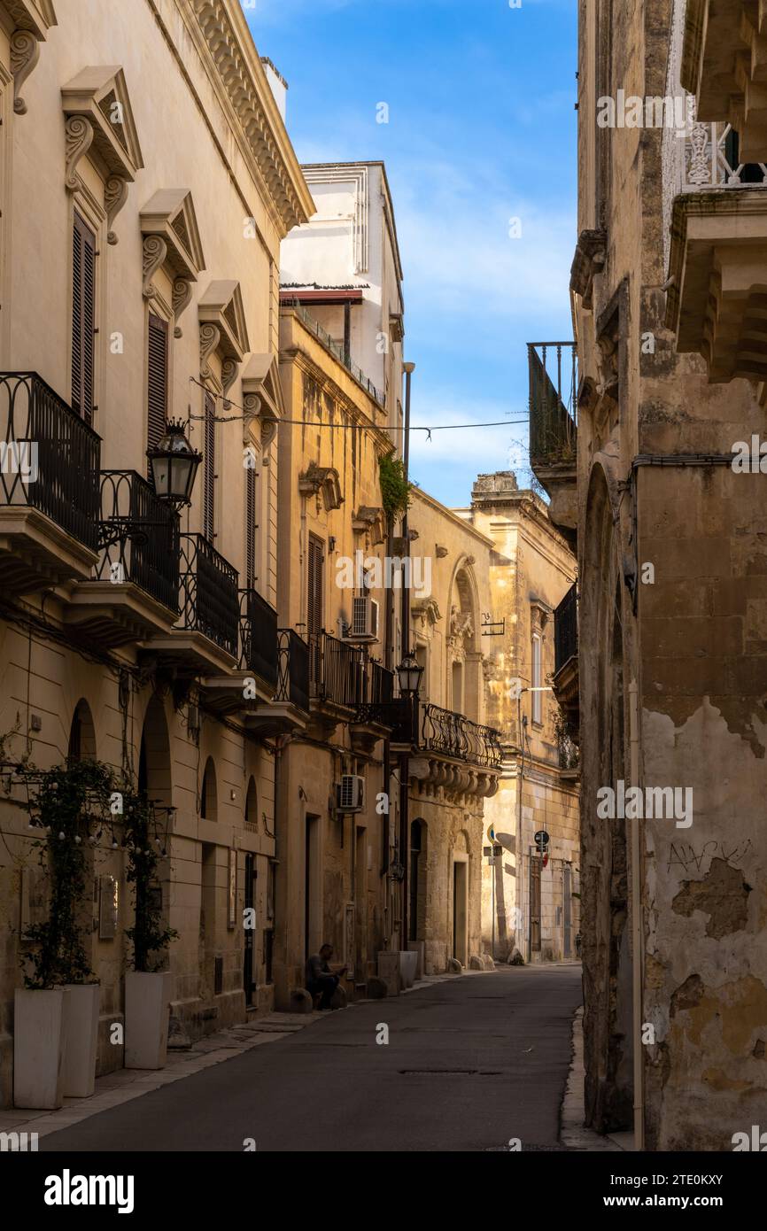 Lecce, Italy - 30 November, 2023: typical city street in the Old Town ...
