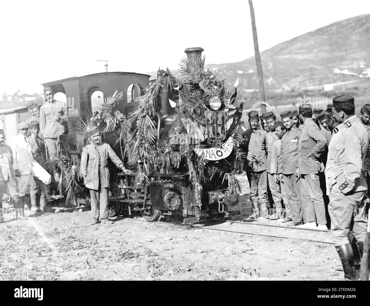 09/30/1913. Inauguration of a Railway in Morocco. Locomotive "Río ...