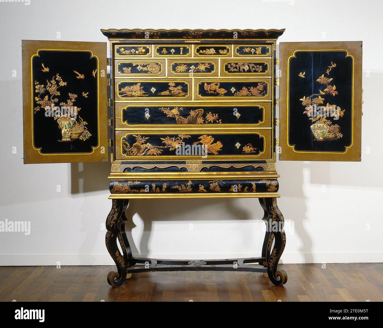 Cabinet with European paintwork with hunting scenes on the cupboard ...