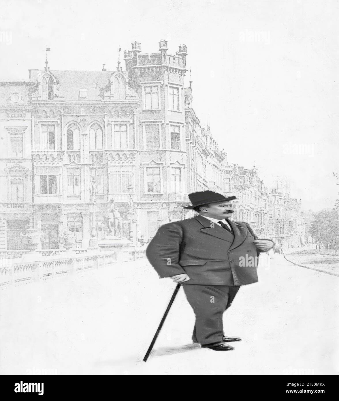 08/31/1914. Contemporary Cartoon. Mr. Lerroux Walking calmly down a ...