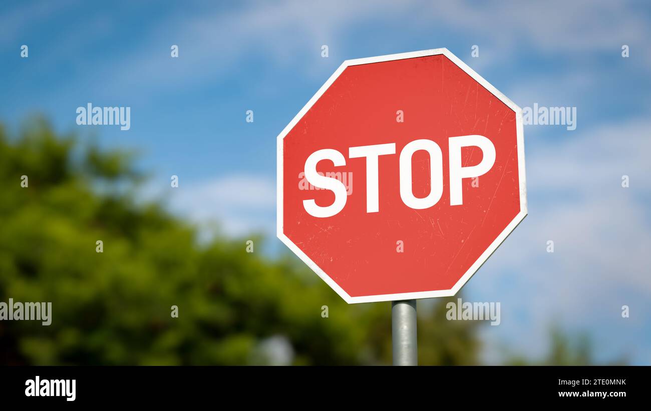 Red stop sign concept background, 3d rendering Stock Photo - Alamy
