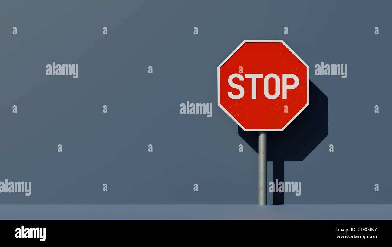 Red stop sign concept background, 3d rendering Stock Photo - Alamy