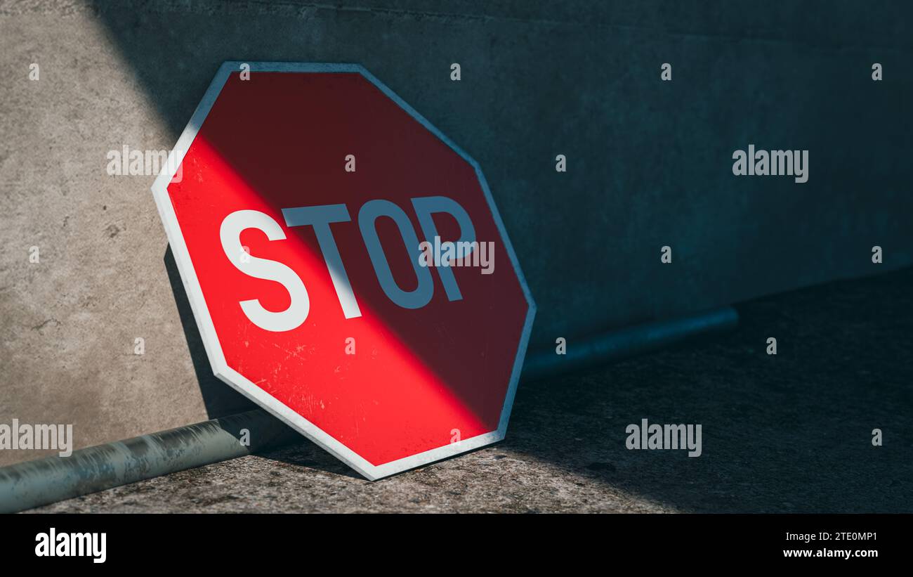 Red stop sign concept background, 3d rendering Stock Photo - Alamy