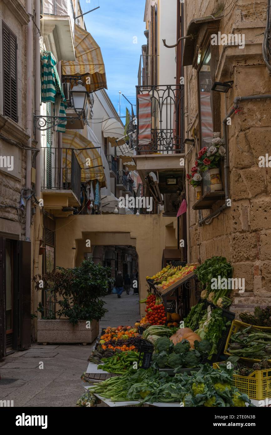 Bari, Italy - 27 November, 2023: typical narrow alley in the old ...