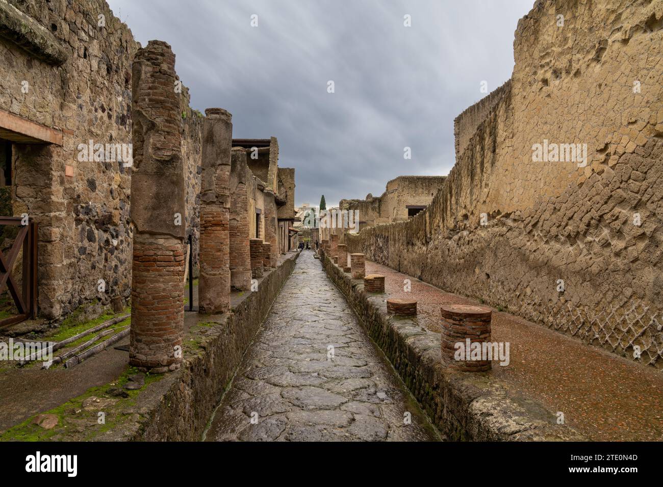 Ercolano, Italy - 25 November, 2023: typical city street and houses in ...