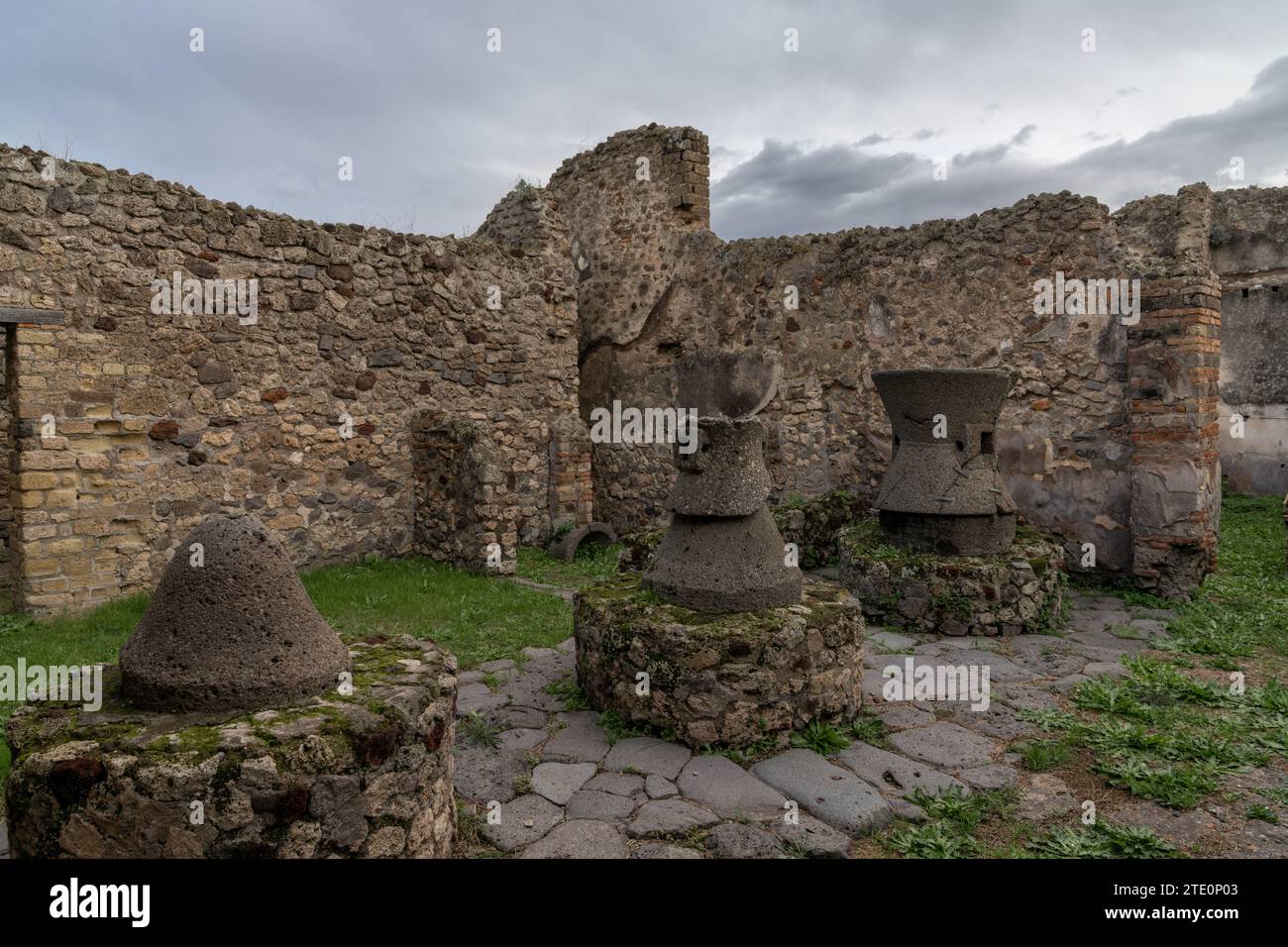 Pompei, Italy - 25 November, 2023: traditional storage pots among the ...