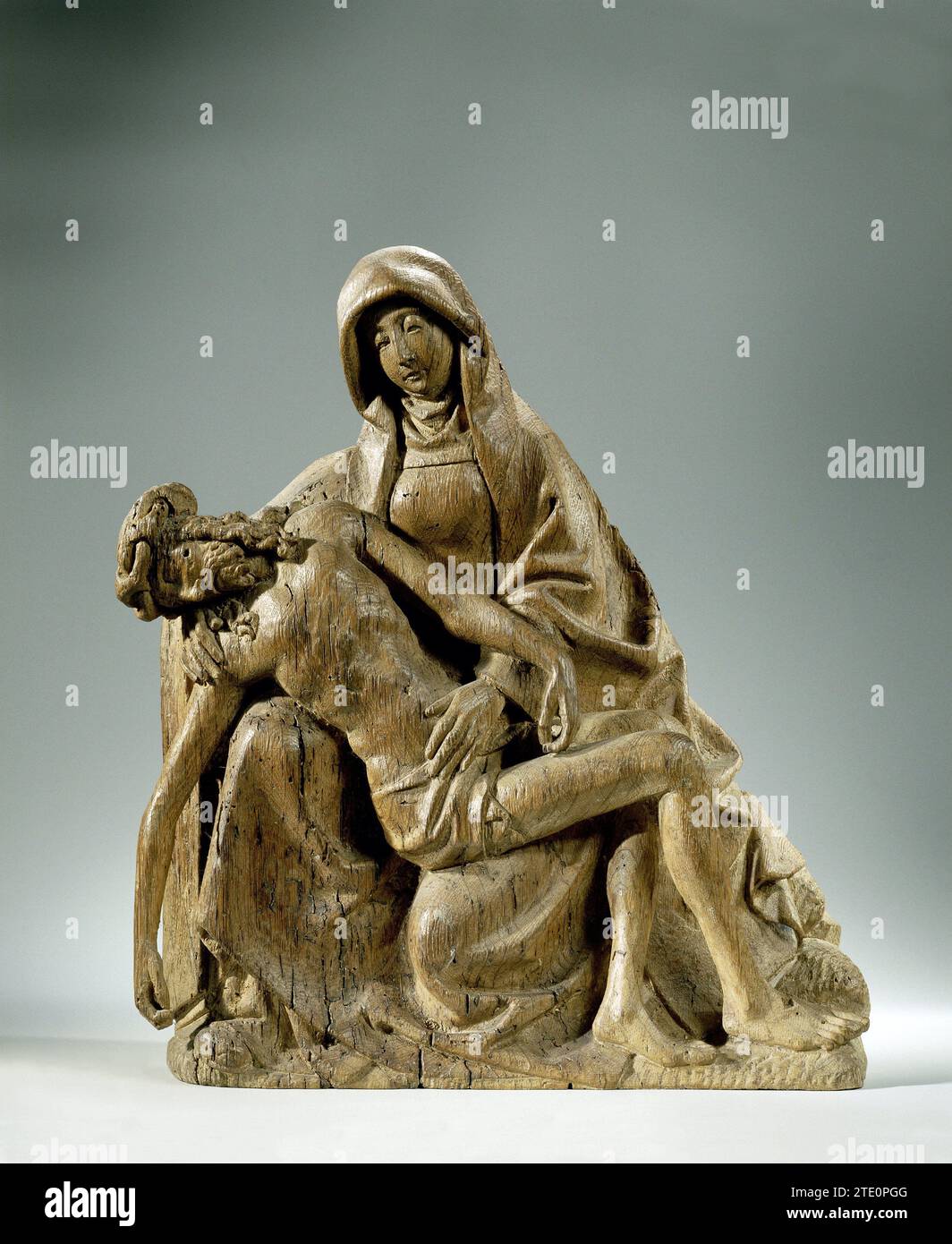 Pietà, anonymous, , c. 1500 - c. 1525 With Christ's to the right, Mary sits on her lap and looks ...