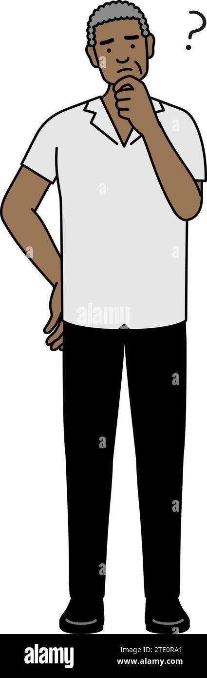 African senior man nodding his head in question, Vector Illustration ...