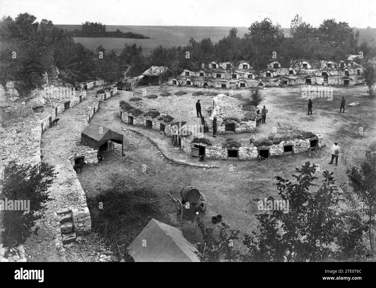 France. April 1916. In the North of France. Kennels installed near the ...