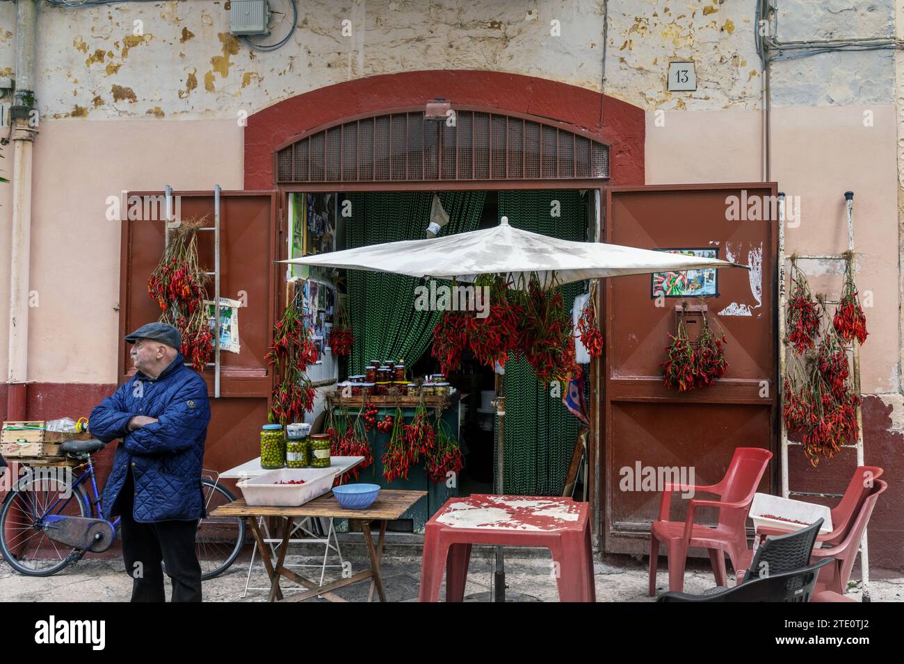 Bari, Italy - 27 November, 2023: corner store in Bari Vecchio with an ...