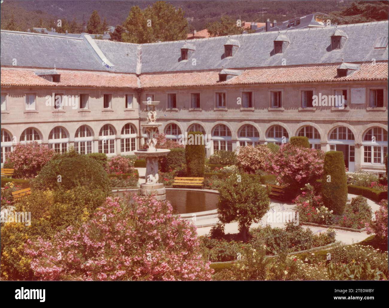 07/18/1975. Courtyard of the María Cristina del Escorial University ...