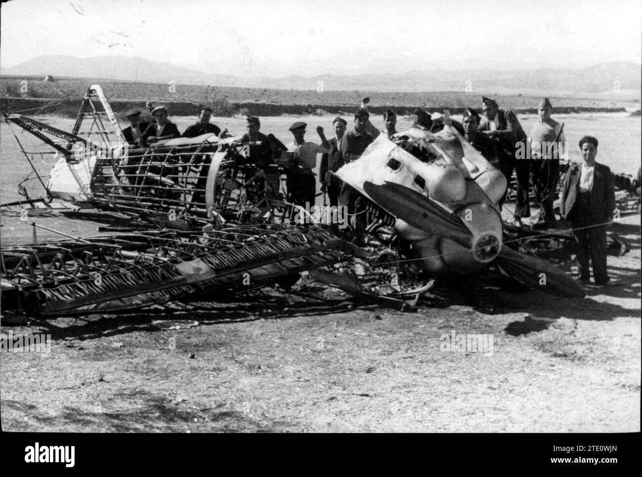 09/30/1936. National Army Plane Destroyed by the Fire of the Republican ...