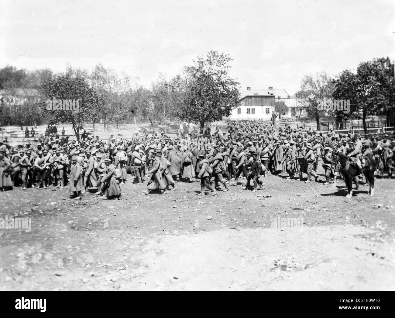 05/31/1915. Sadness of War. A column of Russian Prisoners leaving Dukla ...
