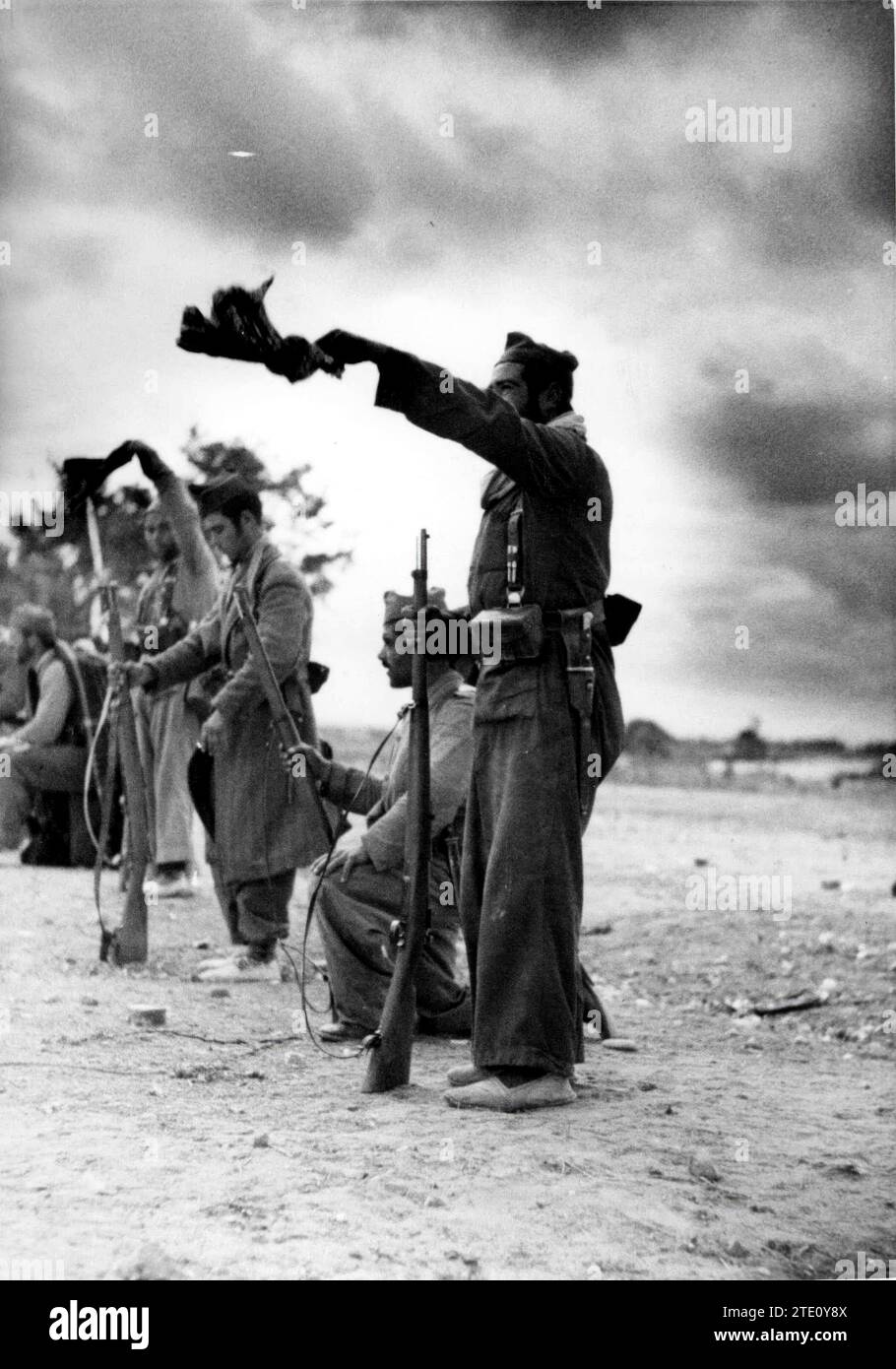09/30/1936. Signal Soldiers Signaling to Their Companions to Indicate ...