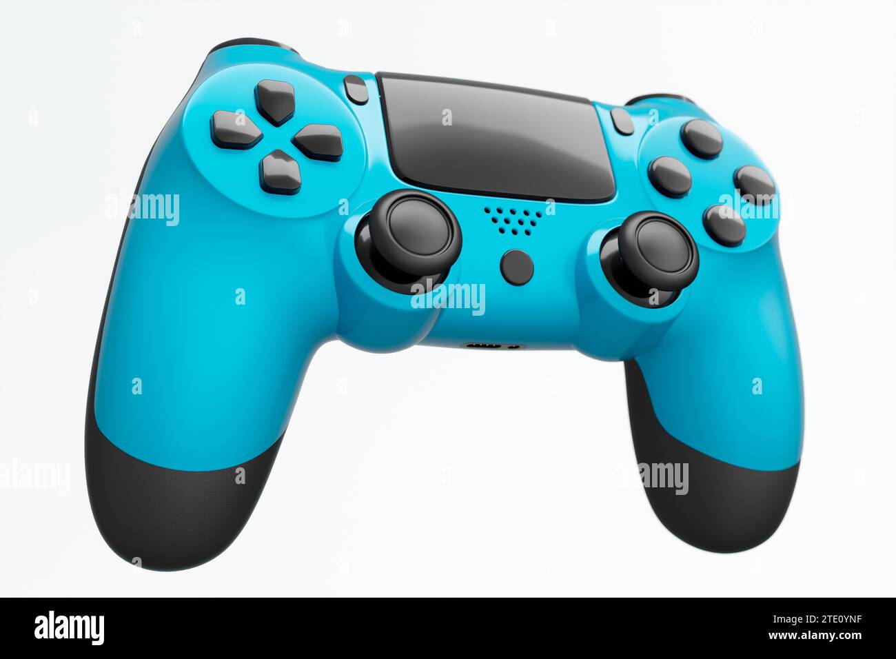 Realistic blue azure video game joystick or gamepad on white background ...
