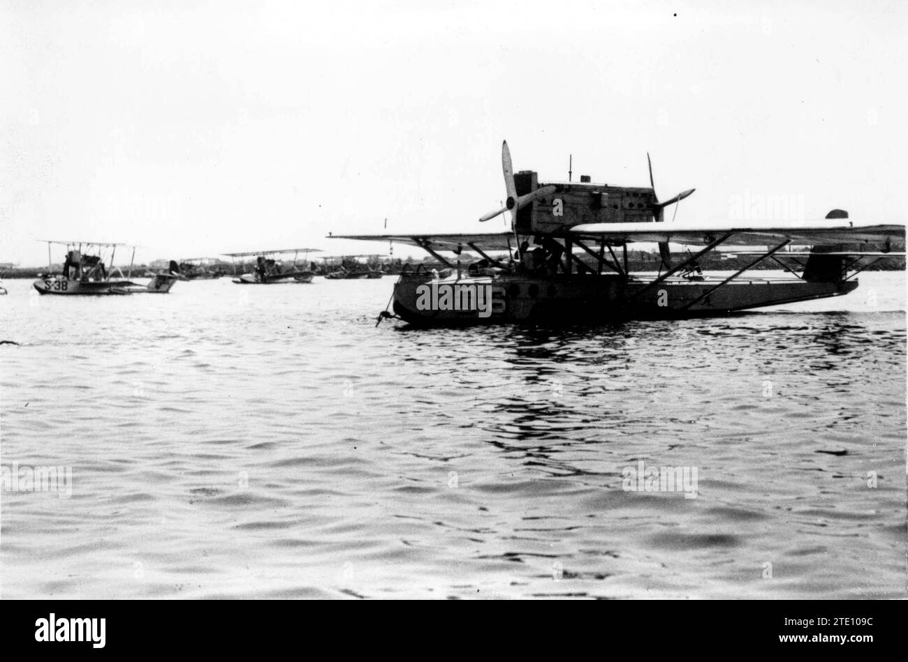 Valencia, September 1936. Spanish Civil War. Seaplanes moored in the ...