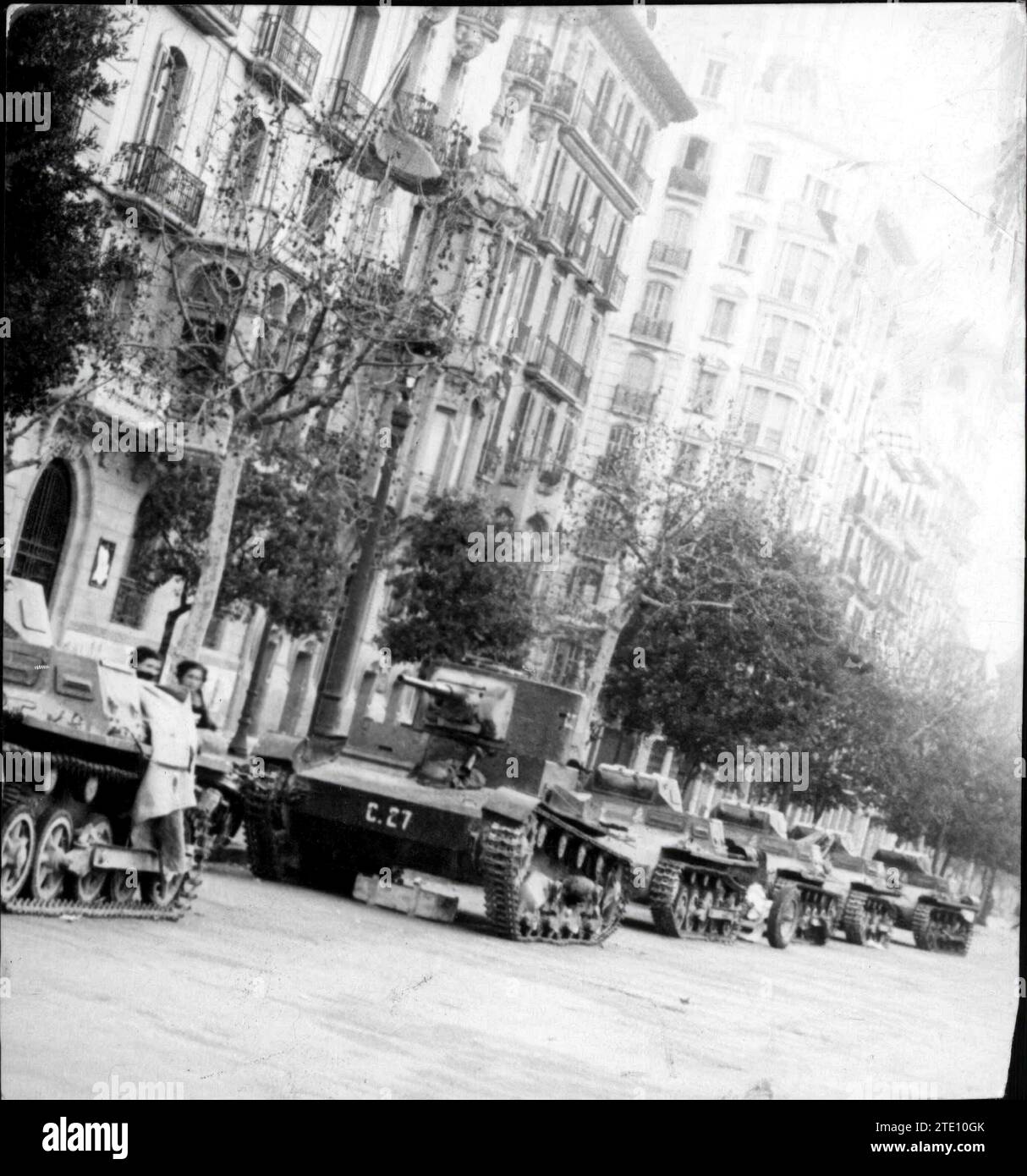 Madrid, 01/26/1939. Spanish Civil War. A national company of battle ...