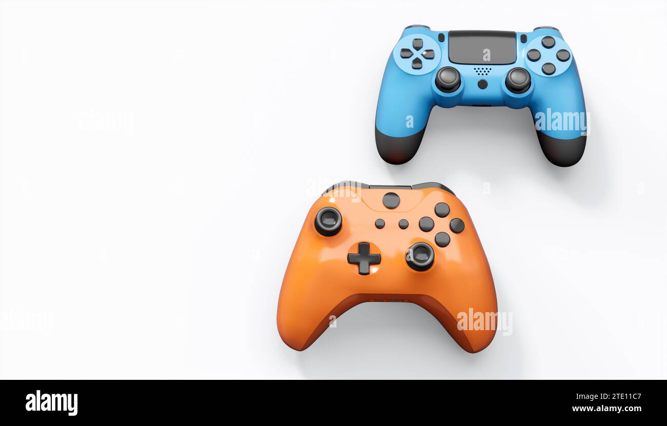 Realistic colorful video game joysticks or gamepads with color buttons ...