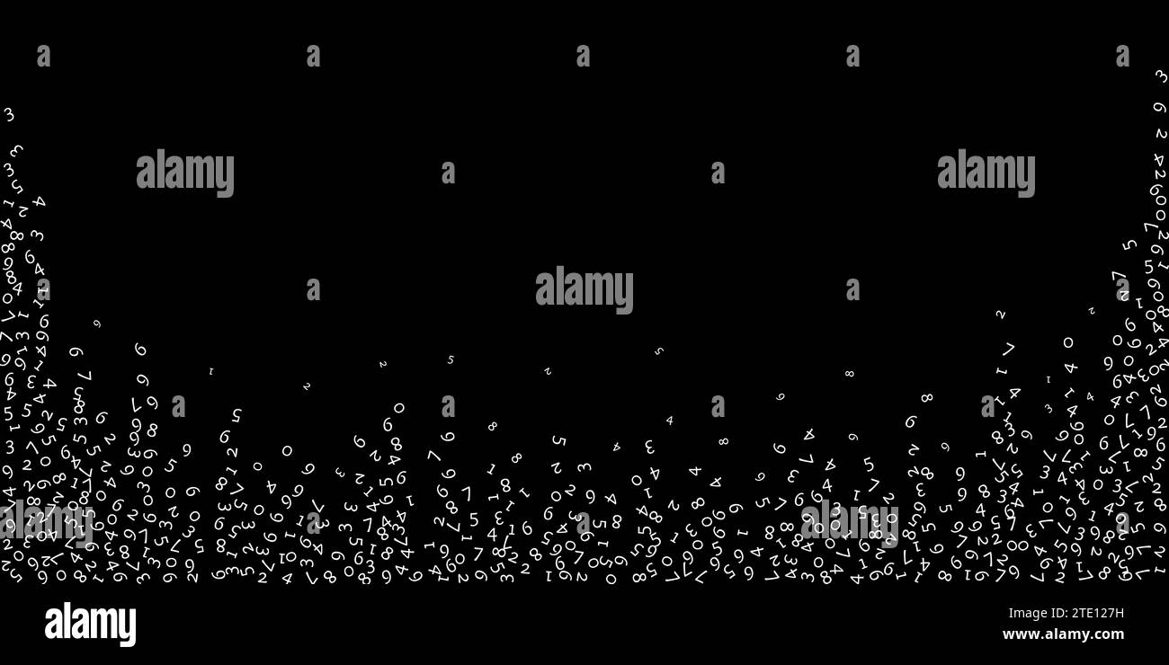 Falling numbers, big data concept. Binary white random flying digits ...