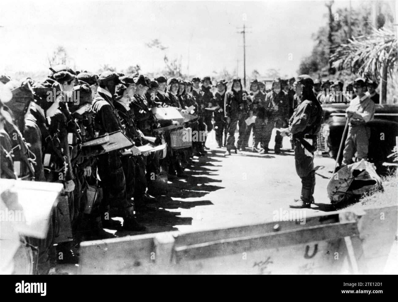 Japan, 1944 (CA.). Japanese pilots receiving final instructions before ...