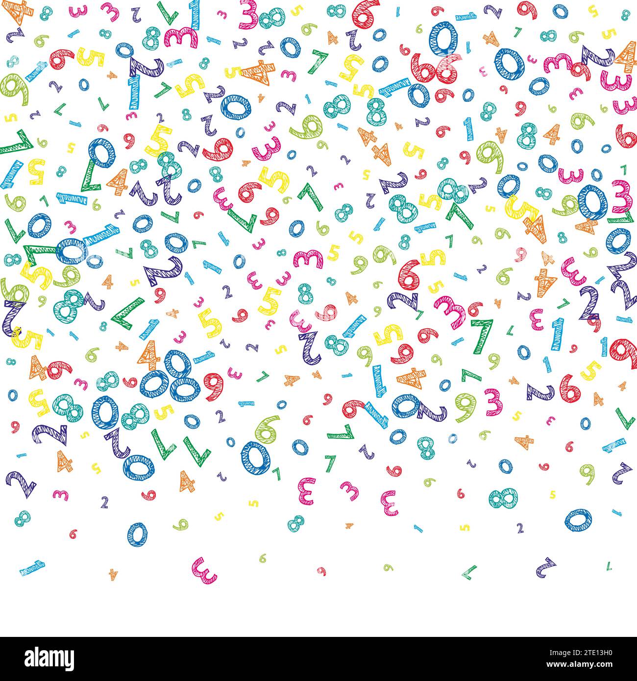 Falling colorful messy numbers. Math study concept with flying digits ...