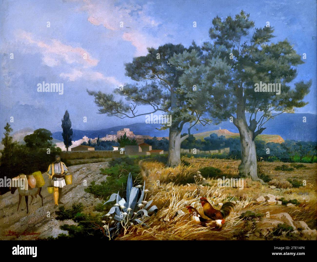 ,Lanza Stefanos (1861 - 1933) The Sacred Way (Iera Odos) Painting 19ty ...