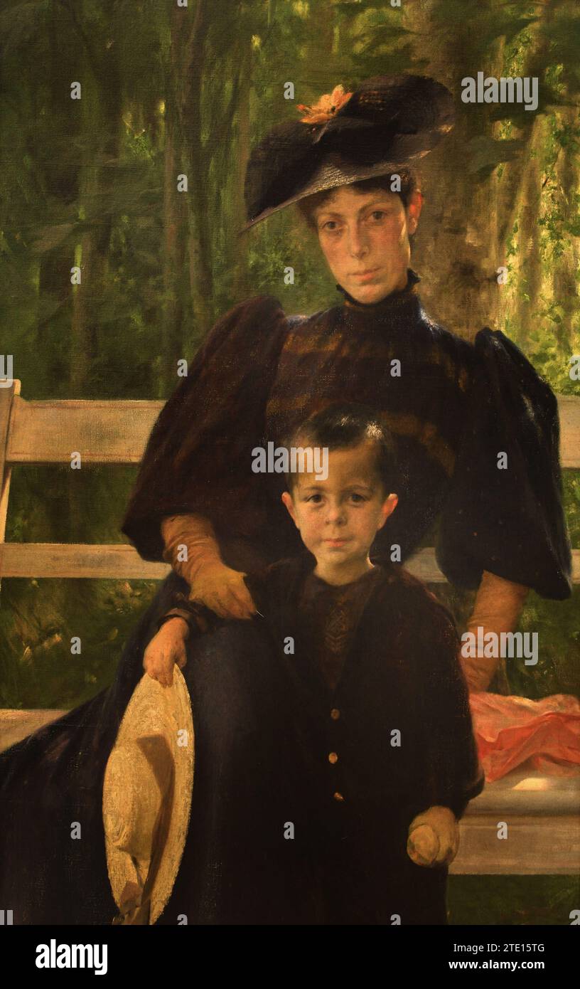 Iakovidis Georgios (1853 - 1932) The Artist's Wife with Their Son ...