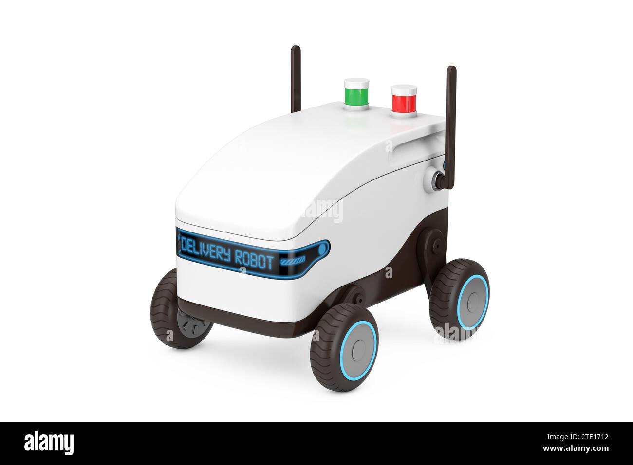 Artificial Intelligence Service Delivery Robot Drone on a white ...