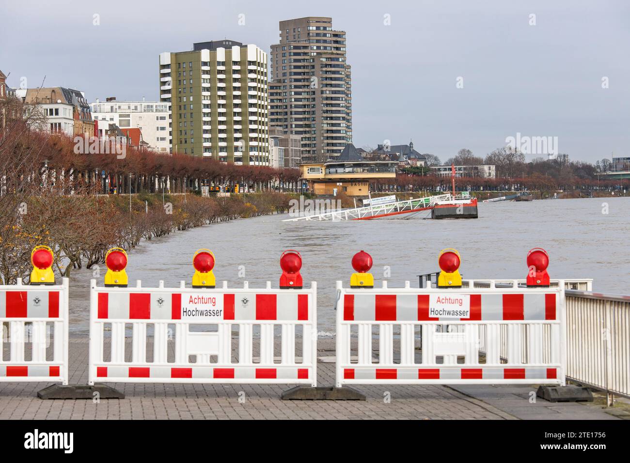 Cologne, Germany, December 16th. 2023, flood of the river Rhine ...