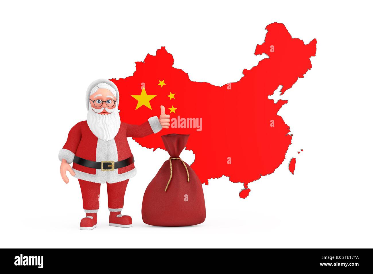Happy Christmas and New Year Greeting Concept. Cartoon Cheerful Santa ...