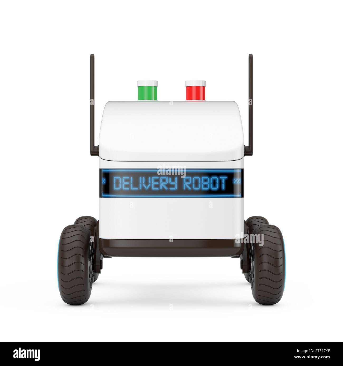 Artificial Intelligence Service Delivery Robot Drone on a white ...