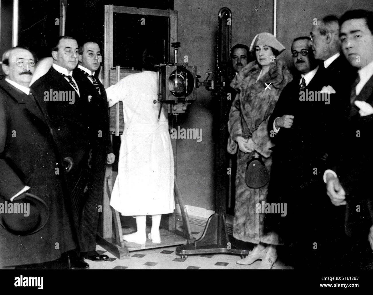 04/02/1924. Madrid. In the Valdelatas sanatorium.SM Queen Victoria (X) at the Inauguration of ...
