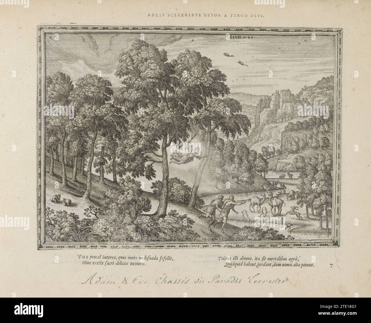 Expulsion from paradise, 1613 An angel with a flaming sword drives away Adam and Eva from ...