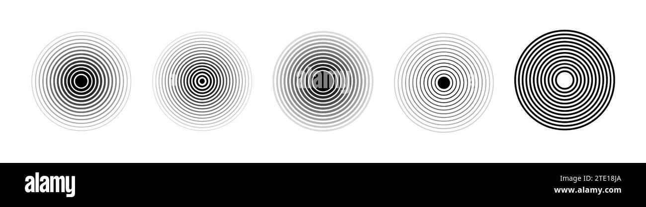 Sound ripple of a circular wave pack. Radio signal or splash of water ...
