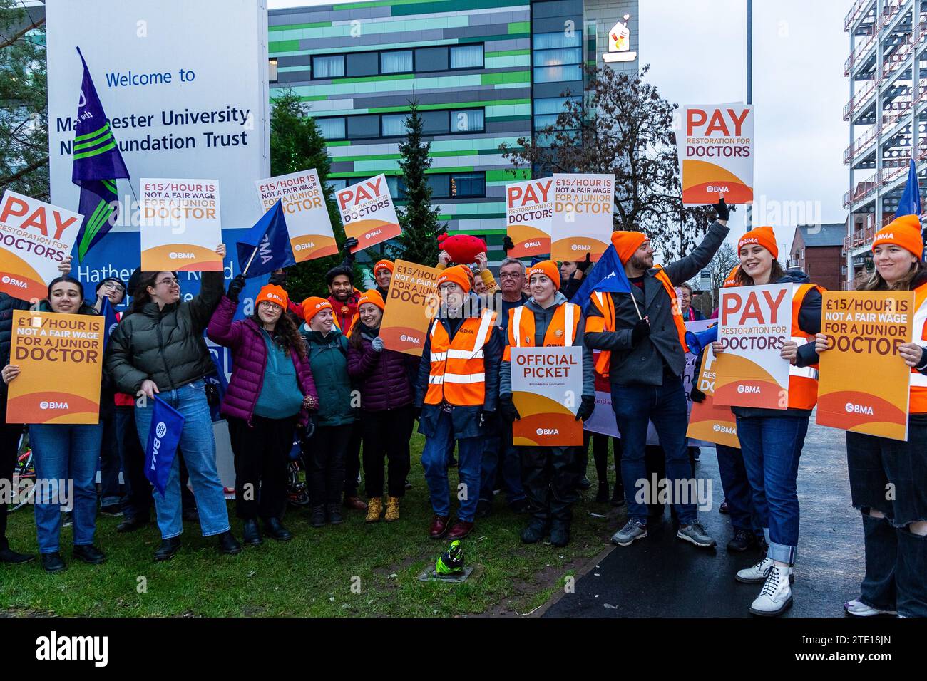 Manchester, UK, 20 Dec 2023, BMA Junior Doctors Strike. Members are out ...