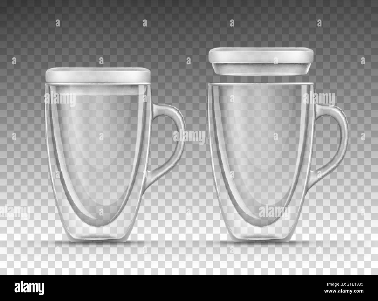 Vector illustration of empty glass cup with double walls for hot drinks ...