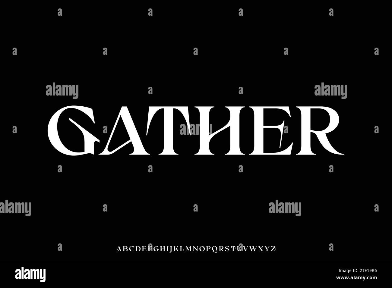 Decorative sharp serif alphabet display font vector illustration Stock ...