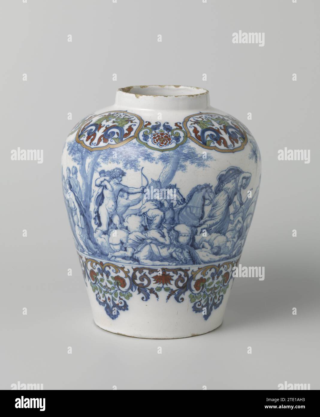 Jar, the Moriaanshooft, c. 1680 - c. 1685 Pot of Faïence, multi ...