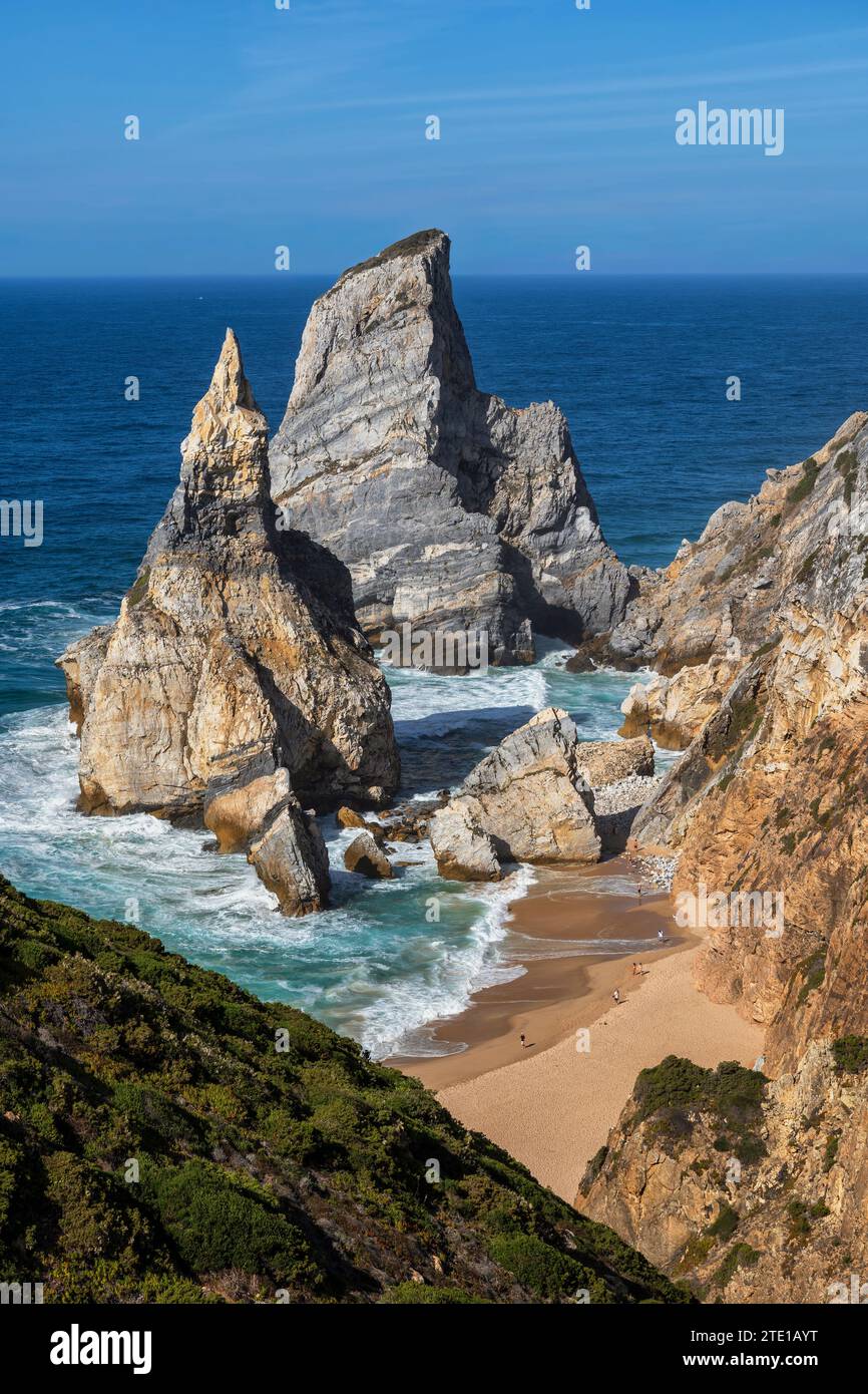 Scenic Praia da Ursa beach in Portugal. Breathtaking coastal landscape ...