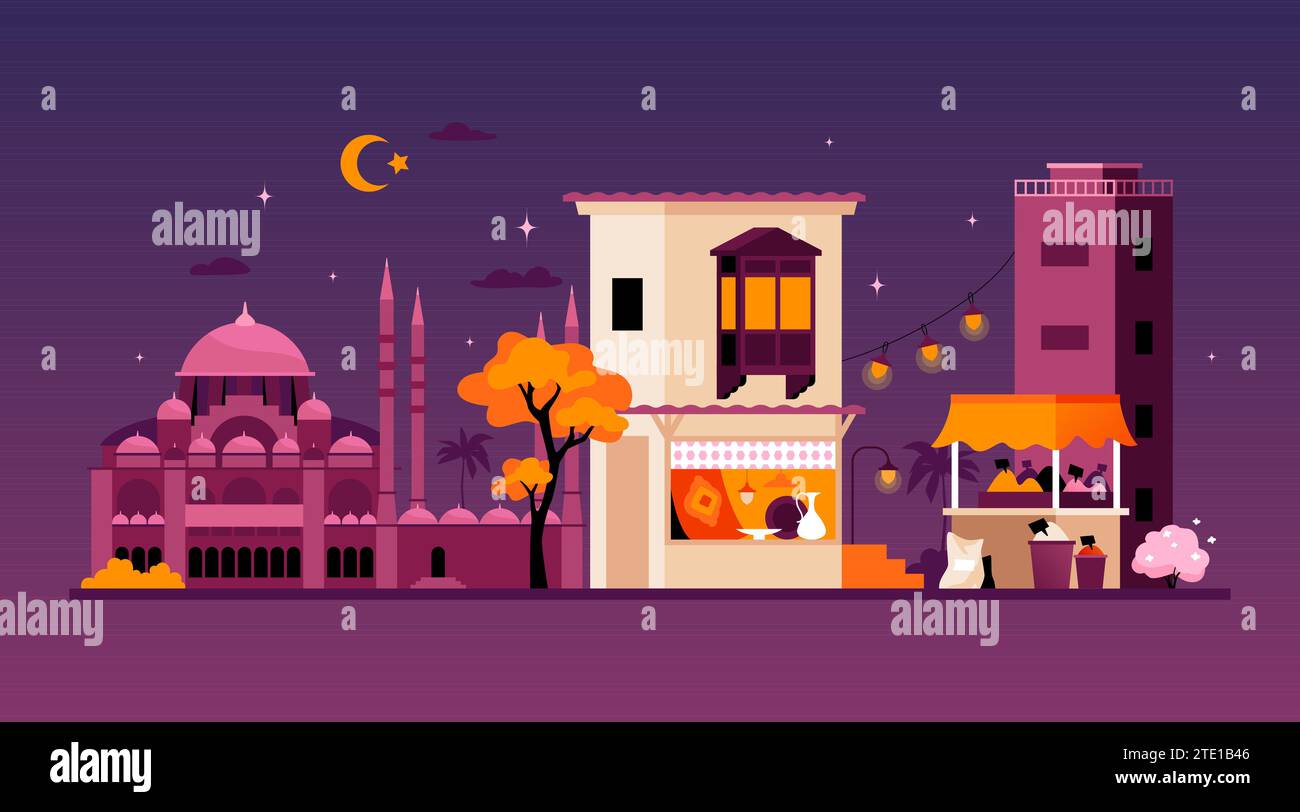 Southern summer city - modern colored vector illustration Stock Vector ...