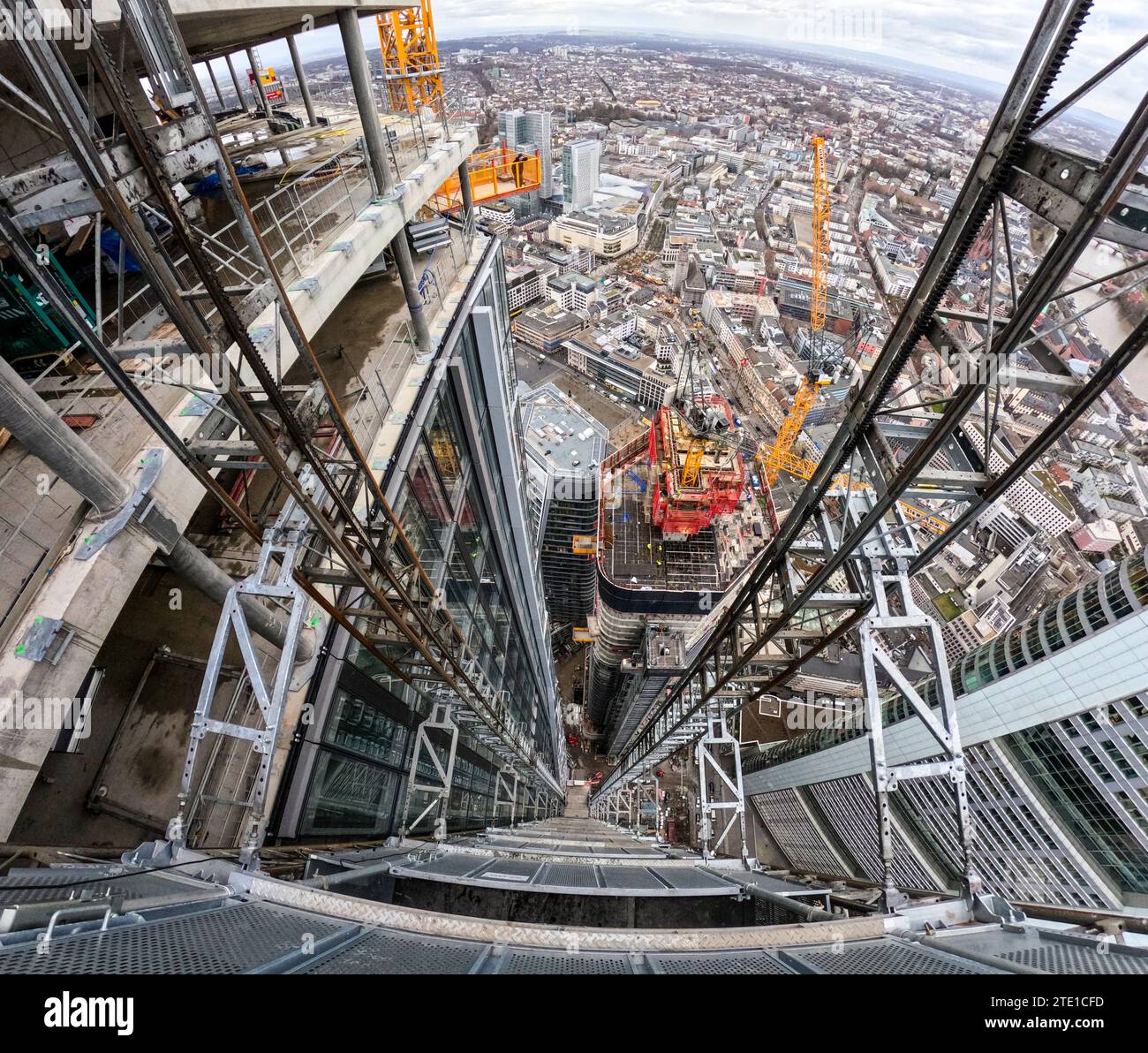 FILED - 11 December 2023, Hesse, Frankfurt/Main: The view down from the ...