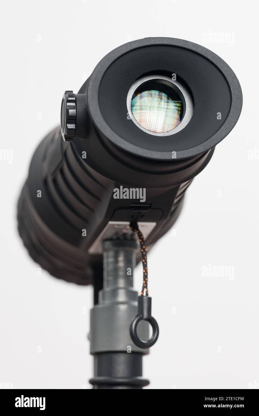 Monocular on a tripod isolated on a white background, monocular for ...