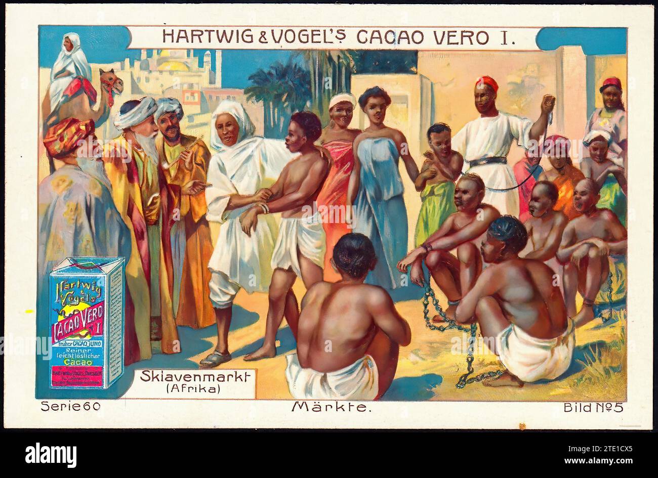 African Slave Market - Vintage German Tradecard Illustration Stock ...