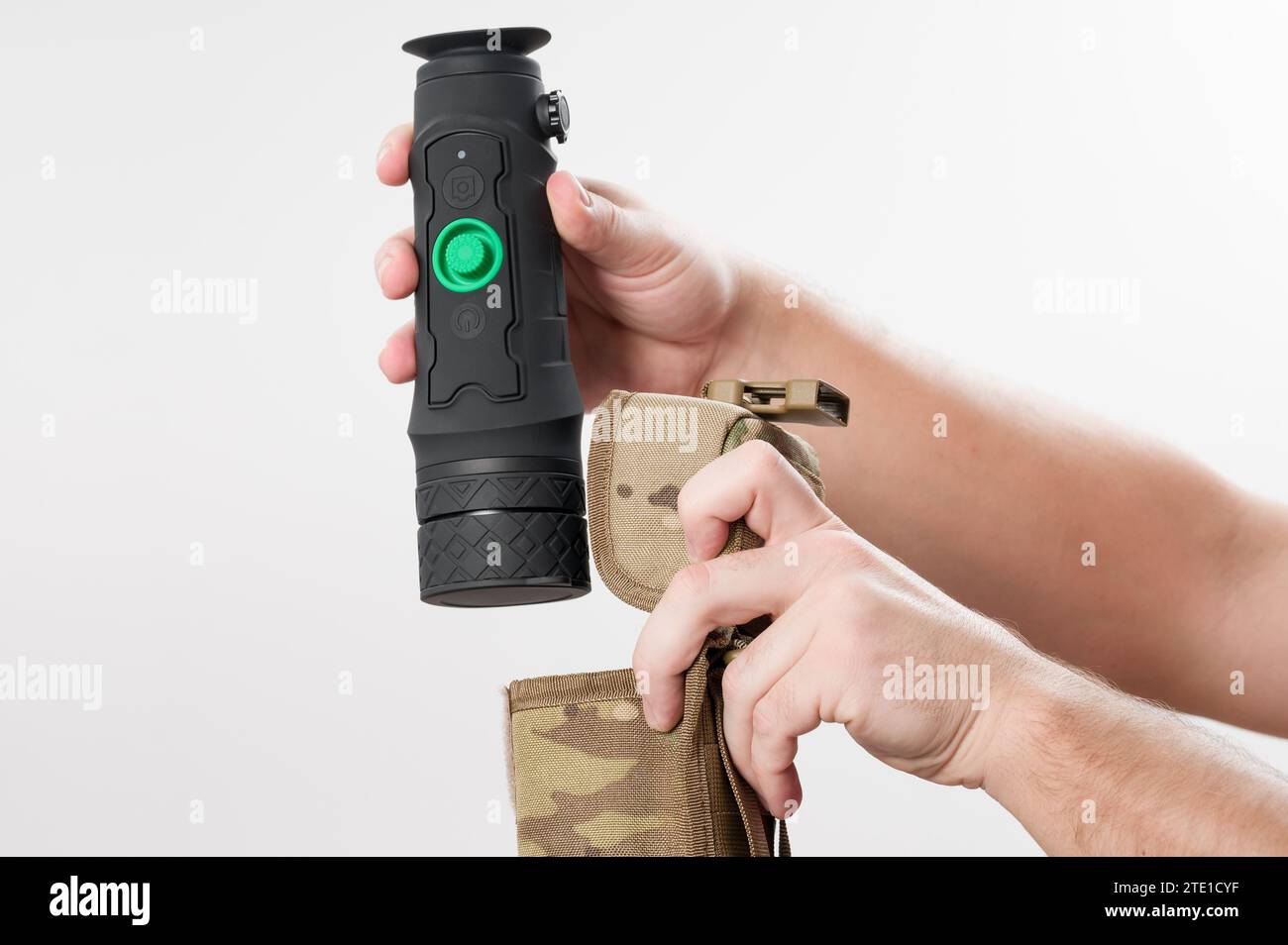 Military monocular in a case for storage and portability Stock Photo ...